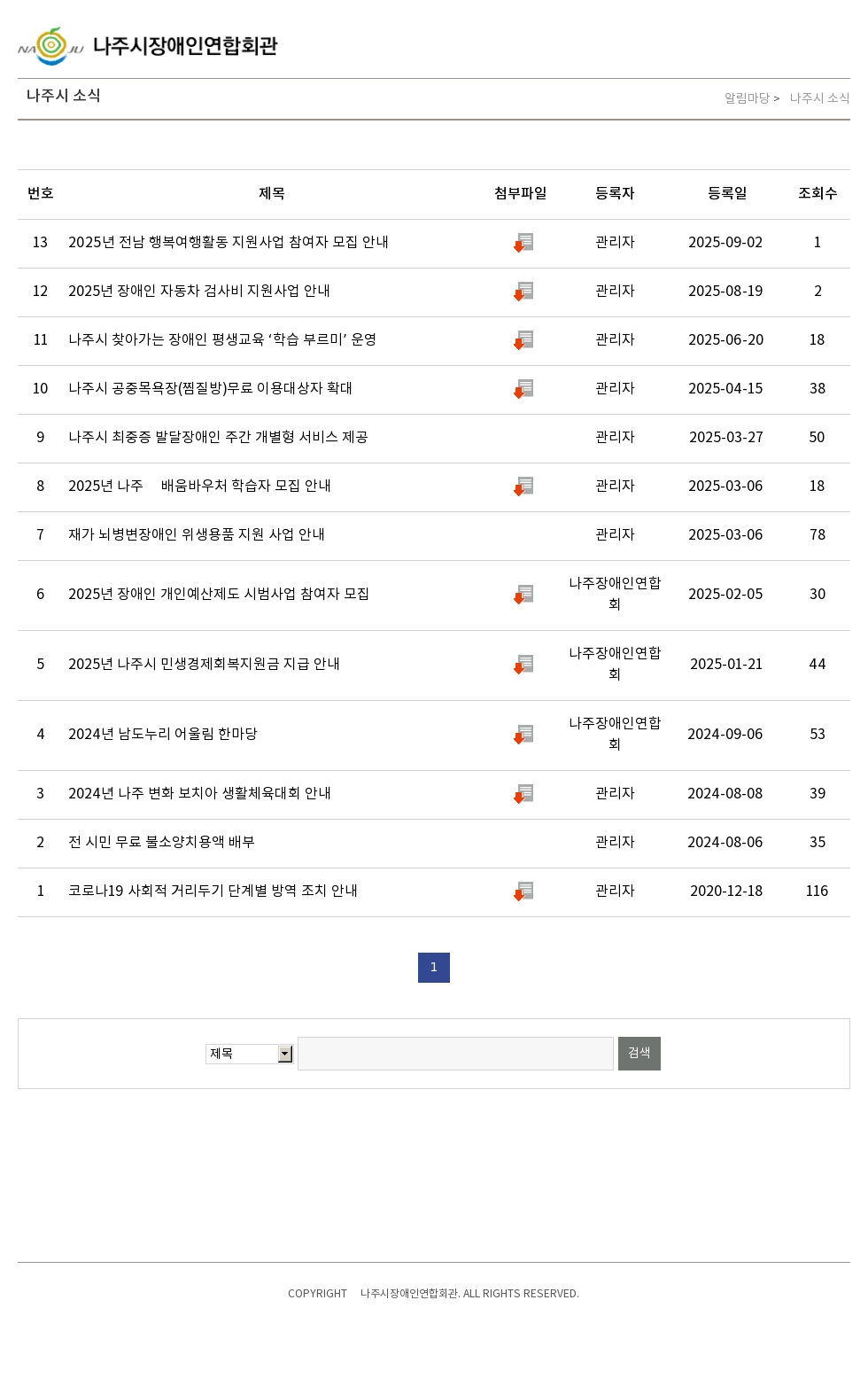 나주시 소식 나주시장애인연합회관